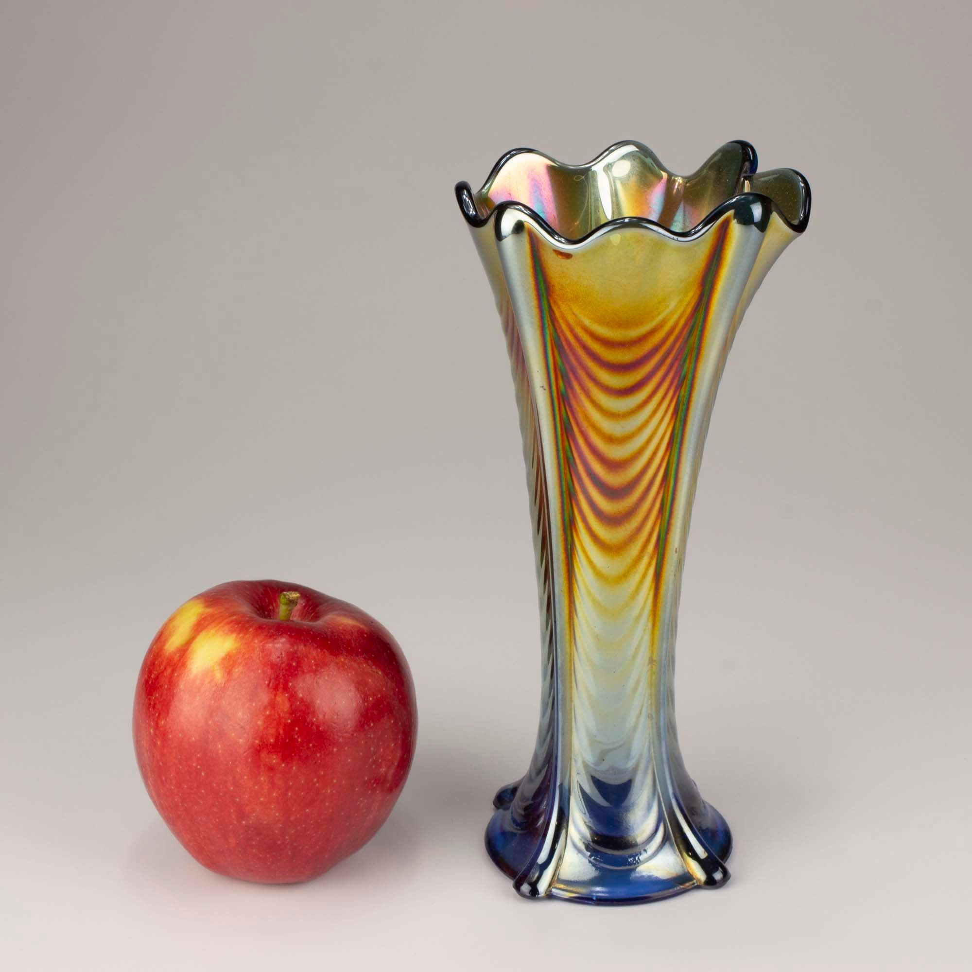 Northwood Drapery Carnival Glass Swung Vase Renninger Blue - Etsy