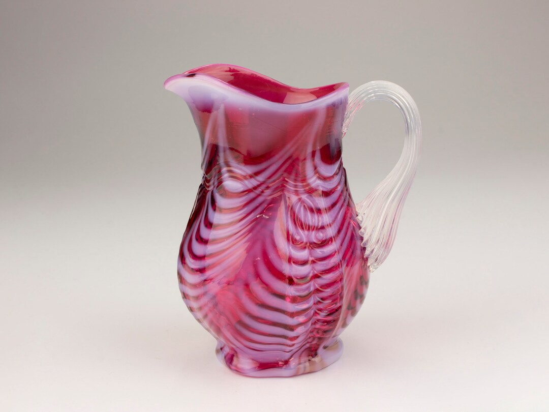 Fenton Vintage Glass Drapery Small Pitcher/creamer, Cranberry ...