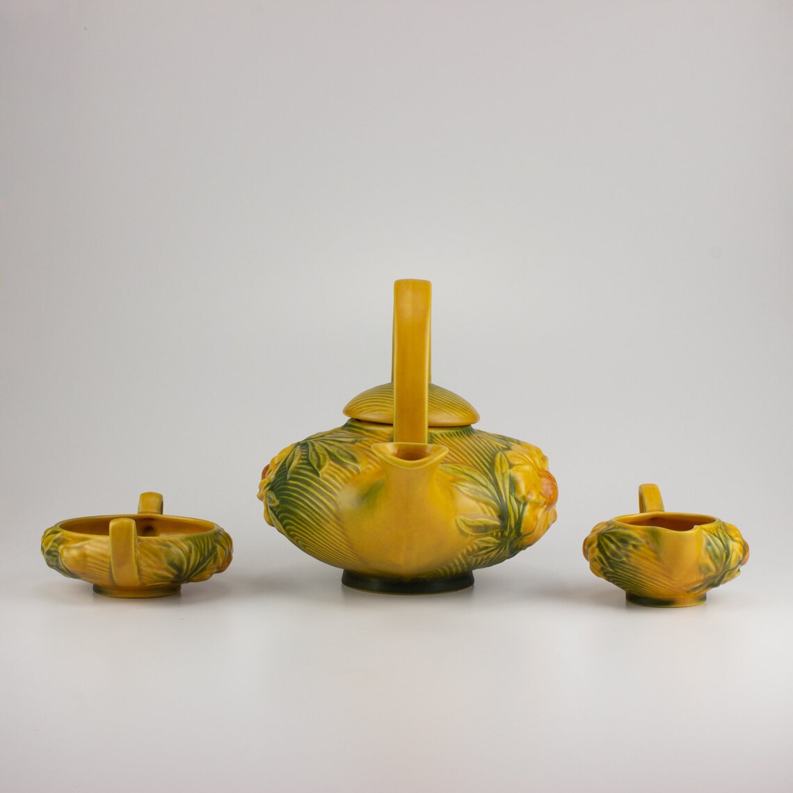 Roseville Pottery Peony Tea Set Shape 3 Set Yellow - Etsy