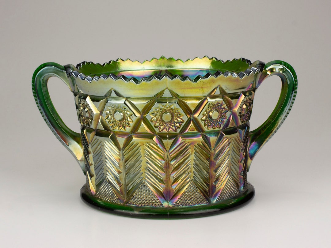 Cambridge Carnival Glass Inverted Feather Cracker Jar (no Lid ...