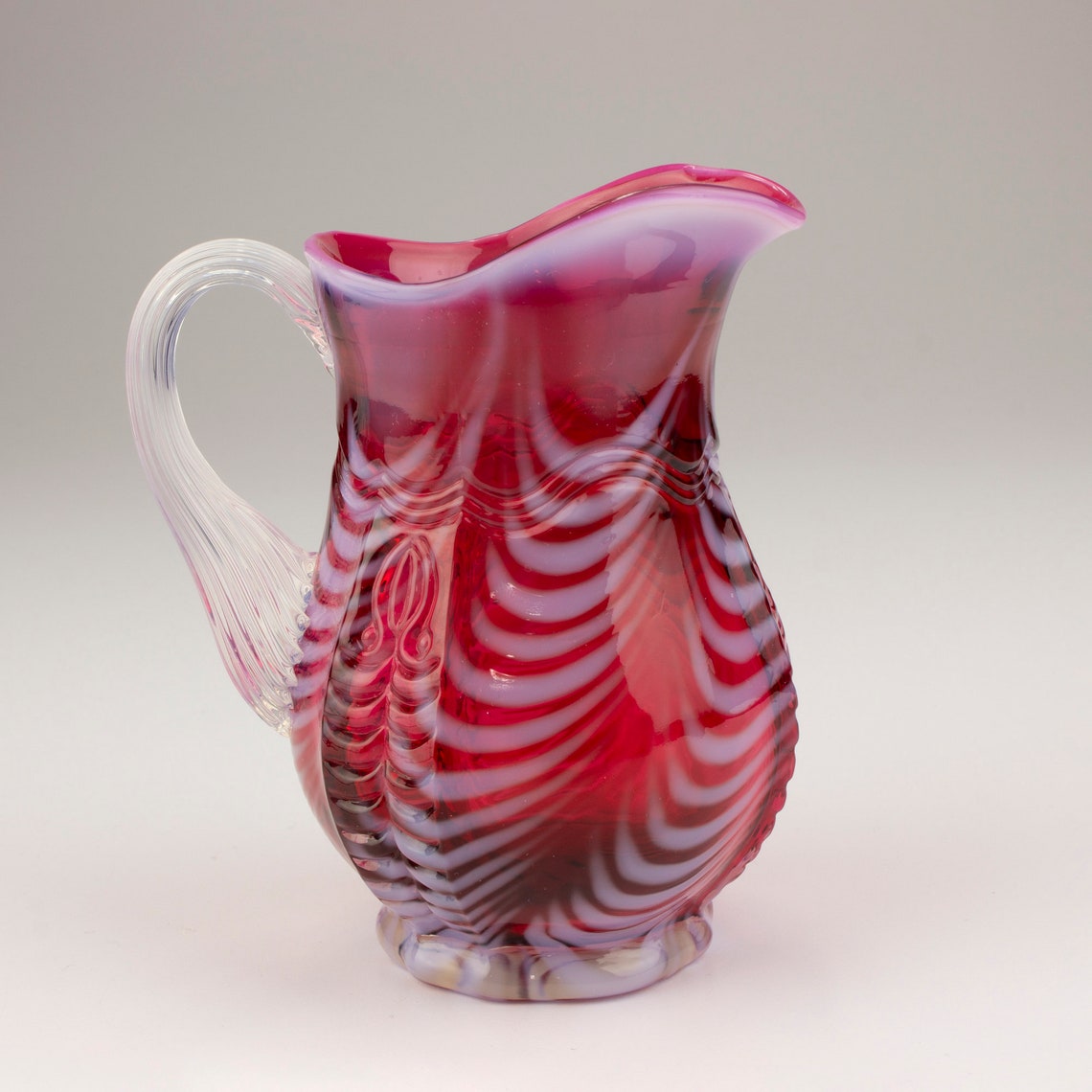 Fenton Vintage Glass Drapery Small Pitcher/creamer Cranberry - Etsy