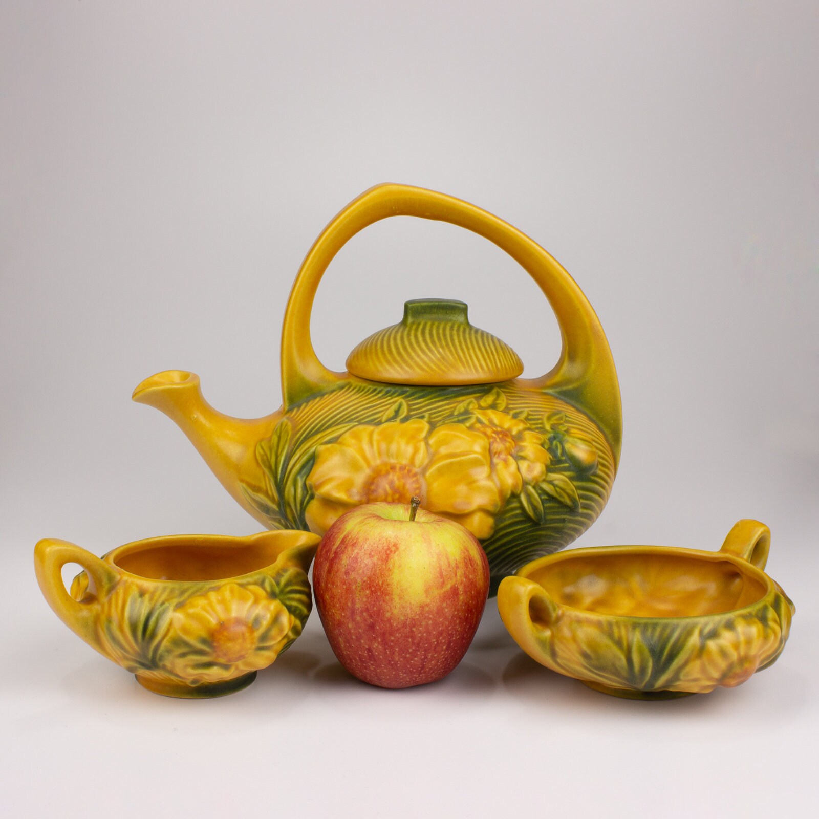 Roseville Pottery Peony Tea Set Shape 3 Set Yellow - Etsy