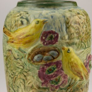 Weller Antique Pottery Glendale Vase, Yellow Birds - Etsy