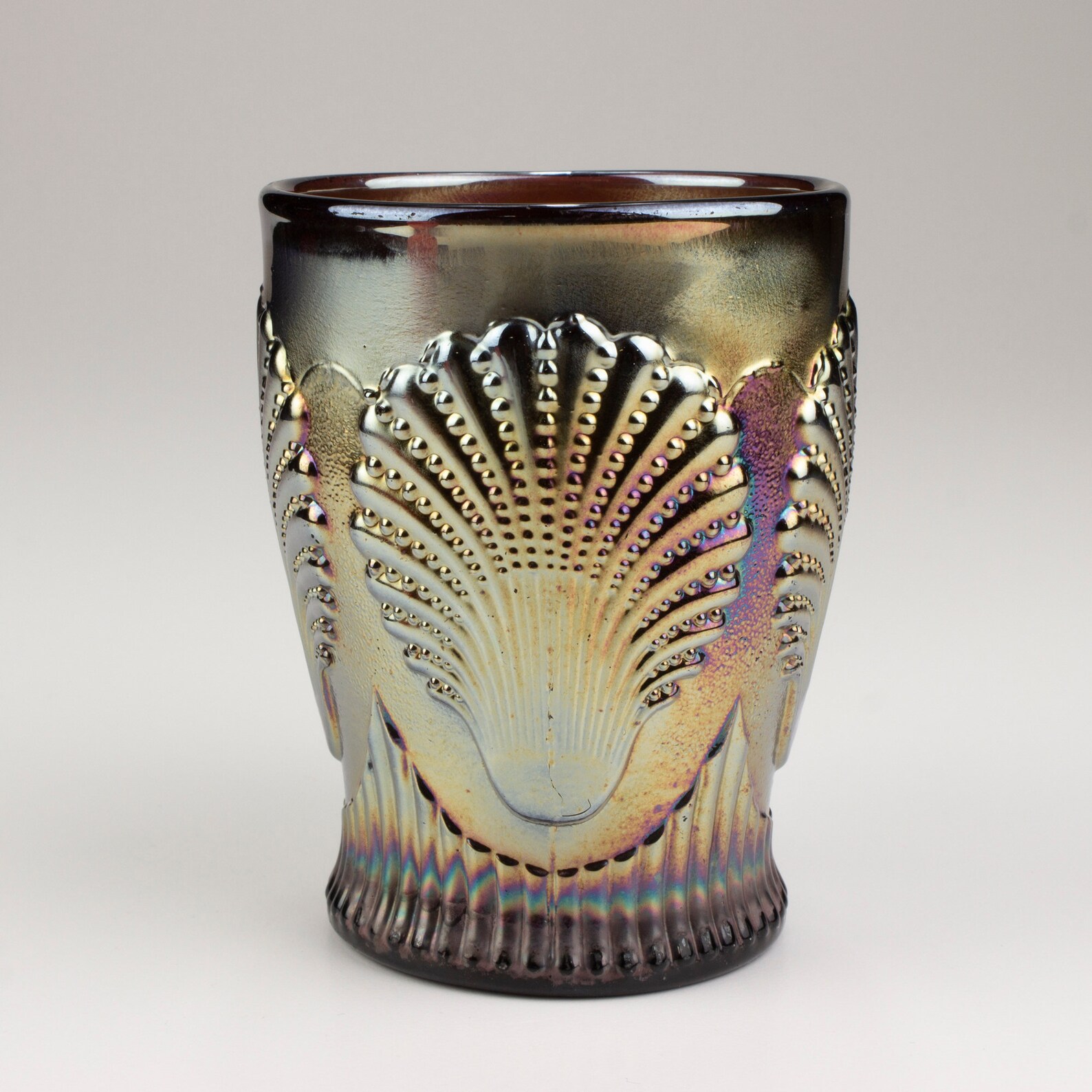 Dugan-diamond Beaded Shell Carnival Glass Mug, Purple/amethyst 1537 - Etsy