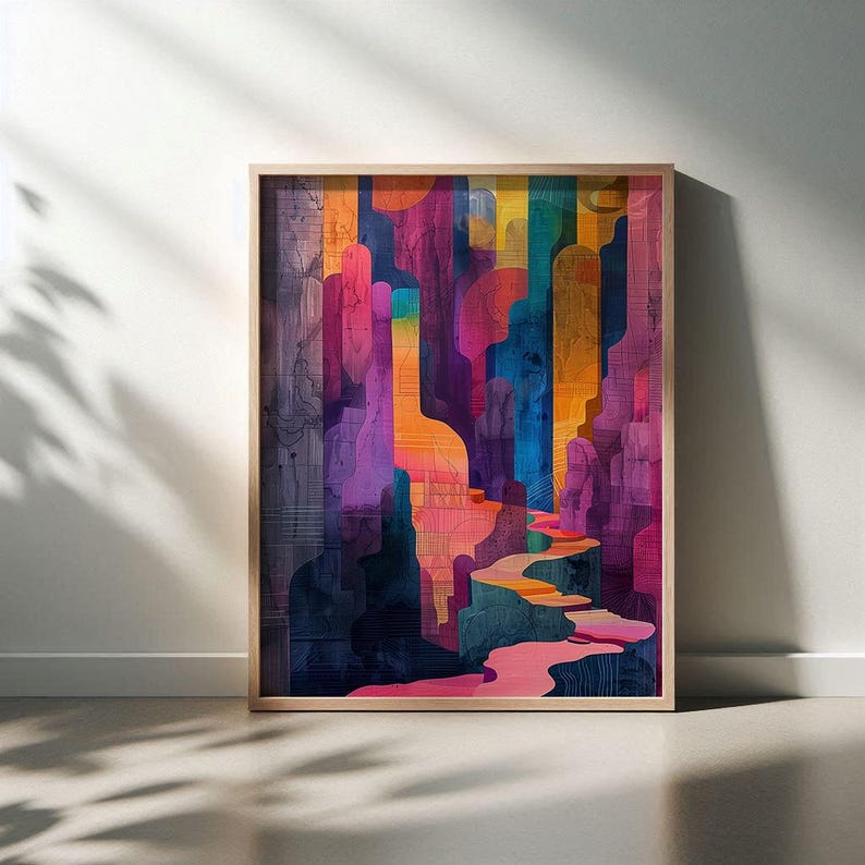 Colorful Abstract Path to Valley Digital Downloadable Wall Art - Etsy