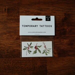 Mistletoe & Holly Temporary Tattoo Set Christmas Tattoos - Etsy