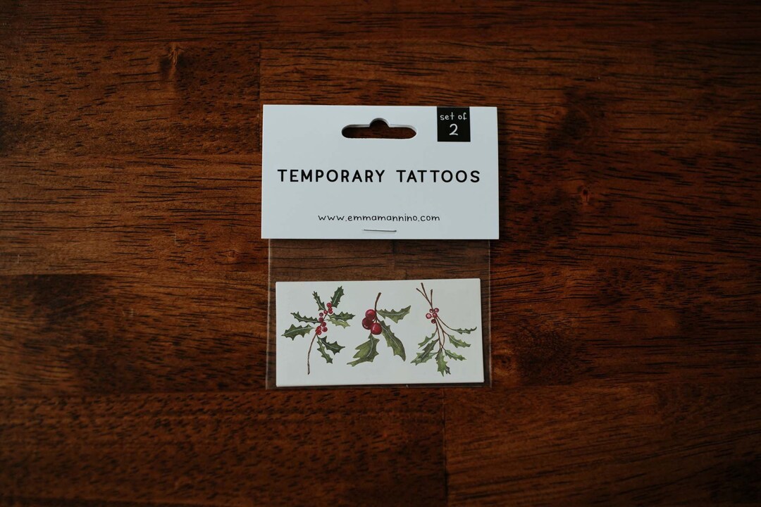 Mistletoe & Holly Temporary Tattoo Set Christmas Tattoos - Etsy