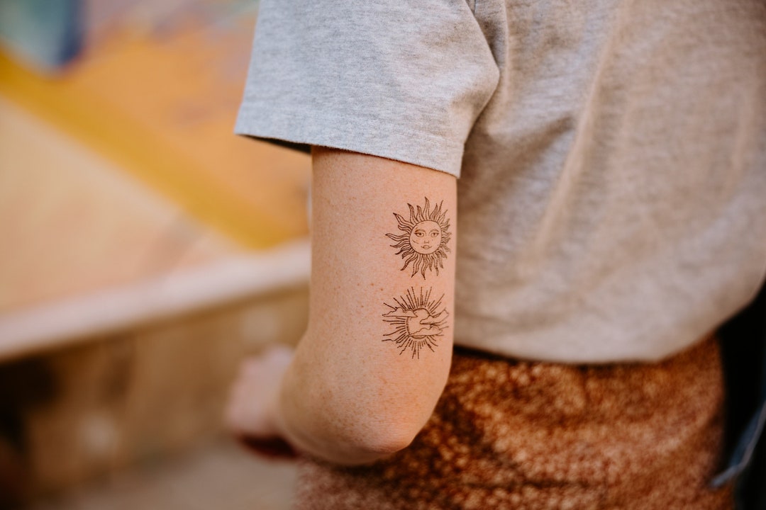 Two Suns Temporary Tattoos | Set of 2 Bohemian Temporary Tattoos - Etsy