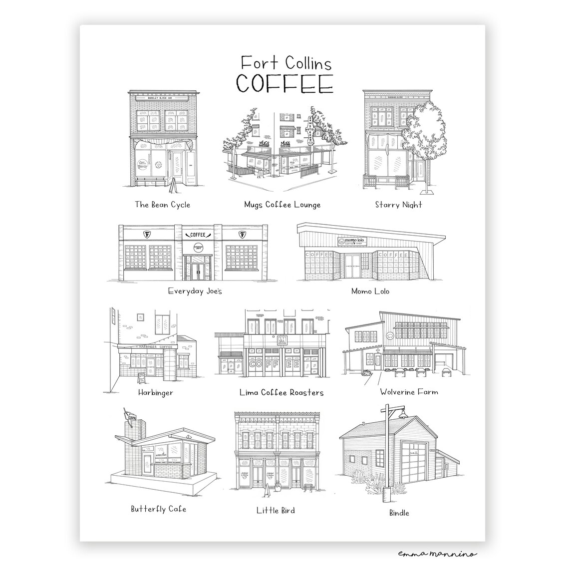 Fort Collins Coffee 11x14 Art Print - Etsy