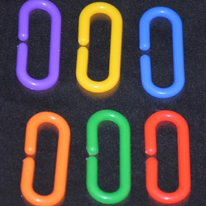 100pcs Plastic C Clips Hook Chain C Links Sugar Glider Rat Parrot Bird ...