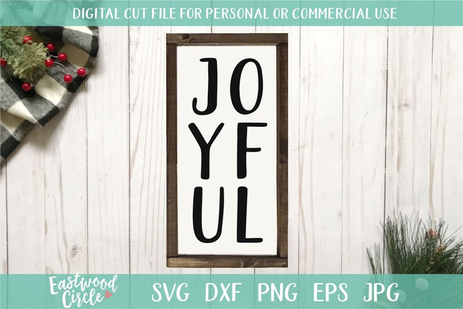 Joyful Svg, Christmas Svg, Christmas Svg Files, Farmhouse Christmas Svg ...