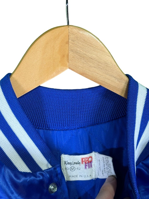 Vintage 80's Nu Skin Blue Satin Bomber Jacket Size Me… - Gem