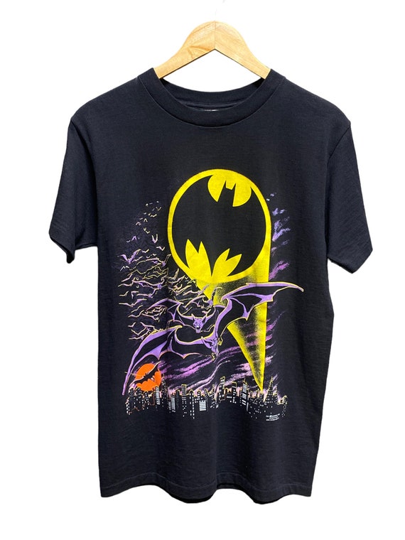 Vintage 1988 Batman Bat Signal Comic Graphic Tee Size… - Gem