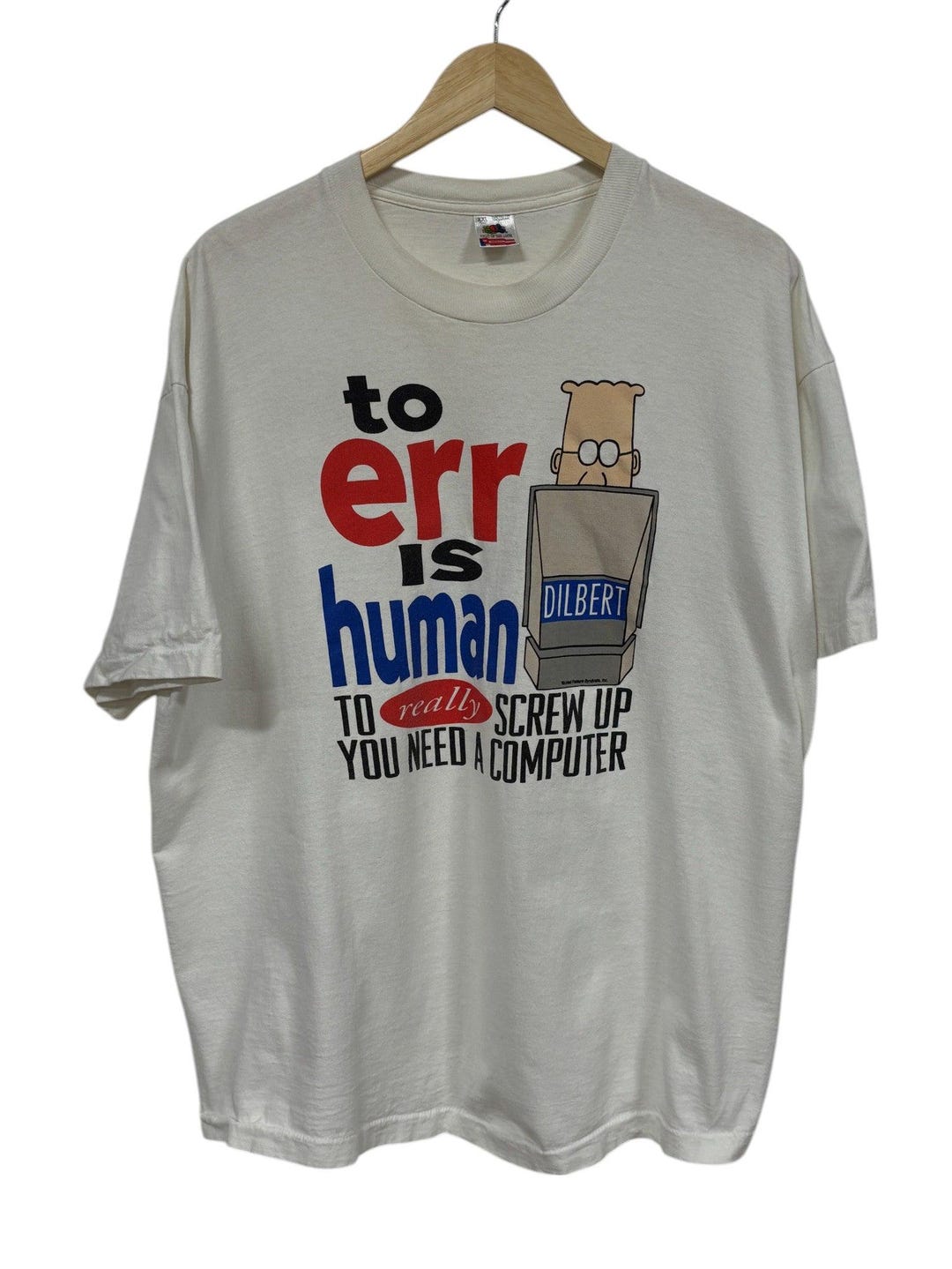 Vintage 90's Dilbert to Err is Human Computer Graphic Tee Size XXL - Etsy