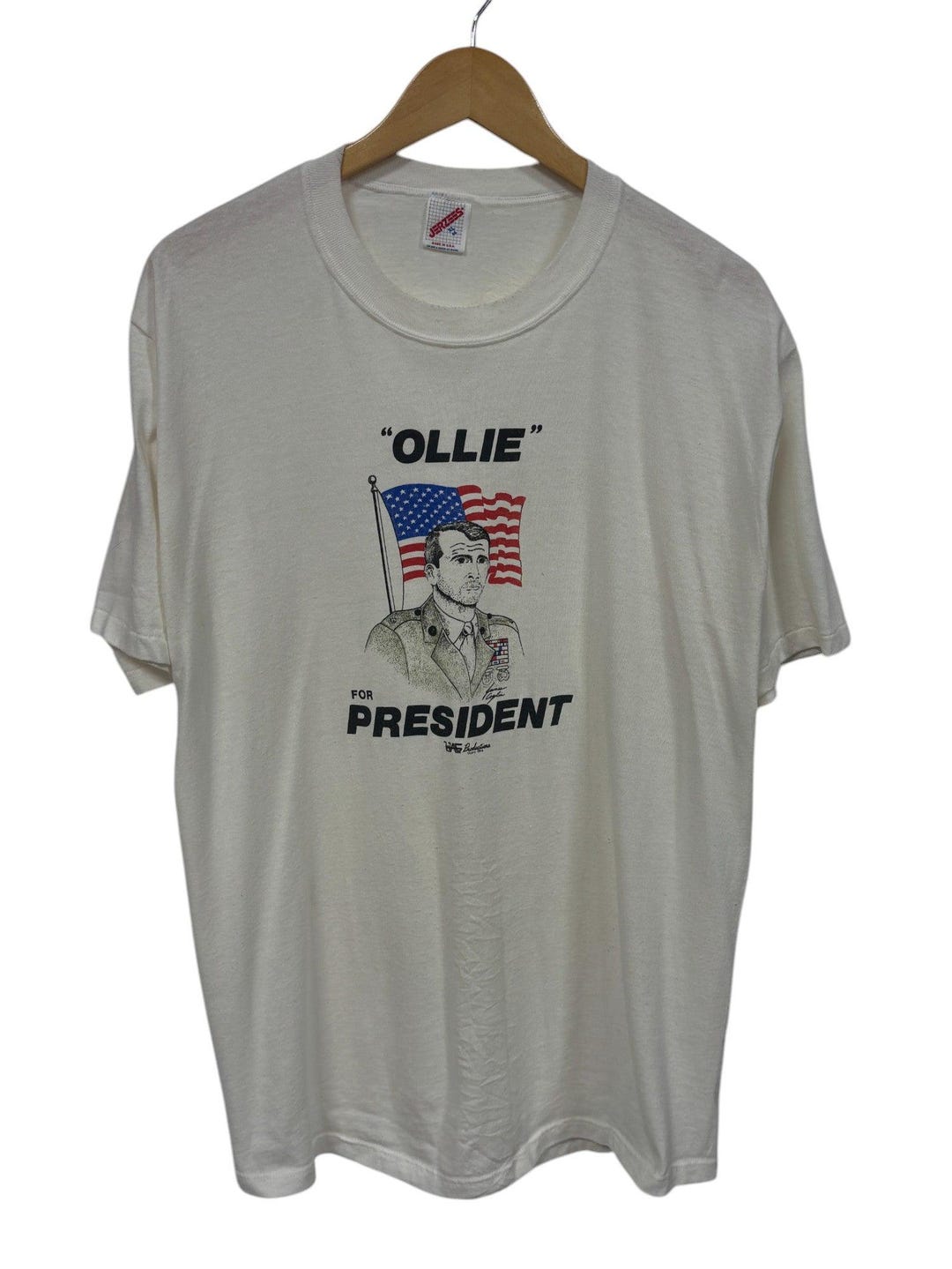 Vintage Ollie for President Oliver North American Flag Graphic Tee Size ...