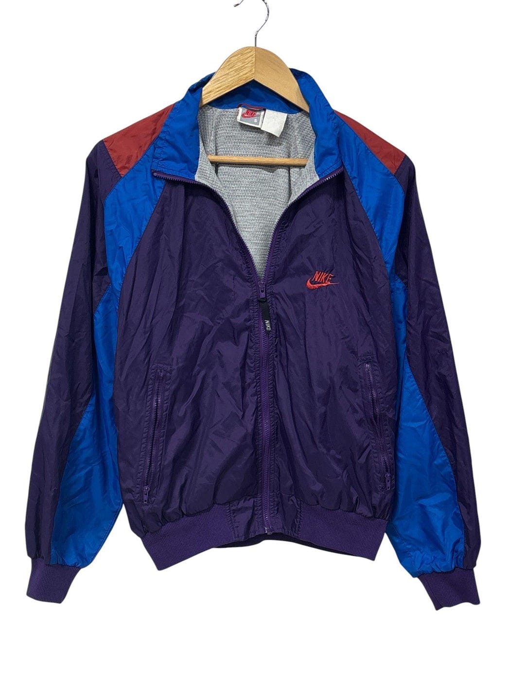 Vintage 90's Nike Silver Tag Futura Logo Purple Swoosh Jacket Size ...