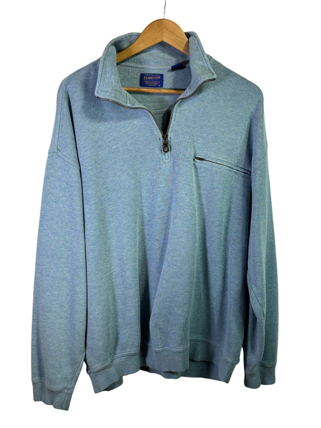 Vintage Pendleton Blue Quarter Zip Sweater Size Large - Etsy
