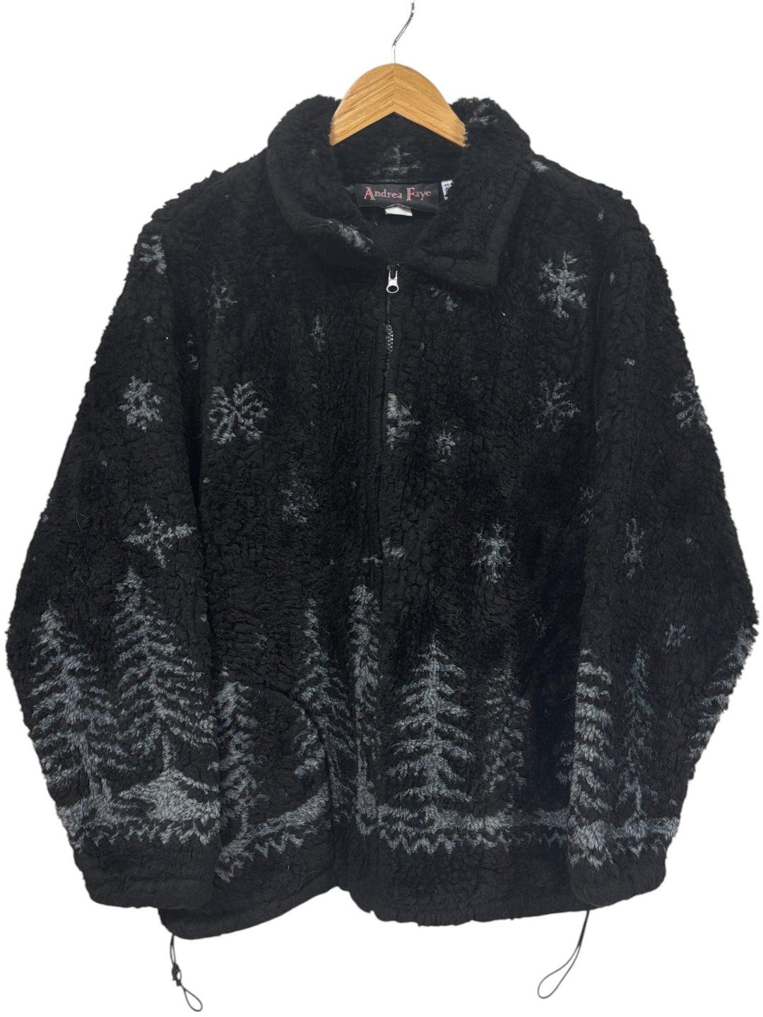 Vintage Andrea Faye Forest Landscape Fleece Zip up Jacket Size Medium ...