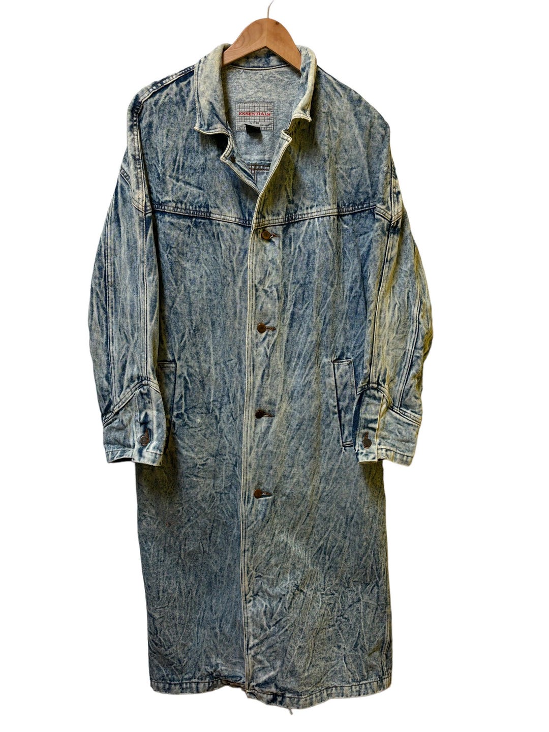Vintage 80's Acid Wash Denim Long Coat Duster Jacket Size Medium - Etsy