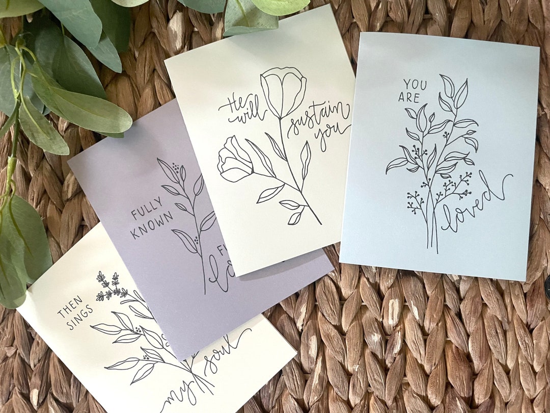 SALE!!! Set of 12 Neutral Color Hand Drawn Blank Notecards, Freehand ...
