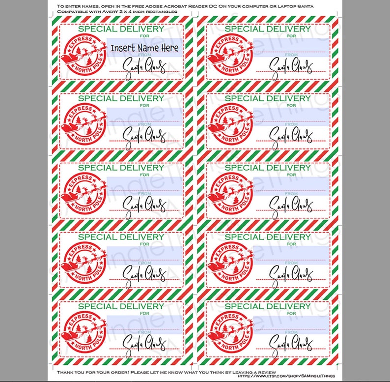 Instant Download Christmas Gift Label PDF Personalized - Etsy