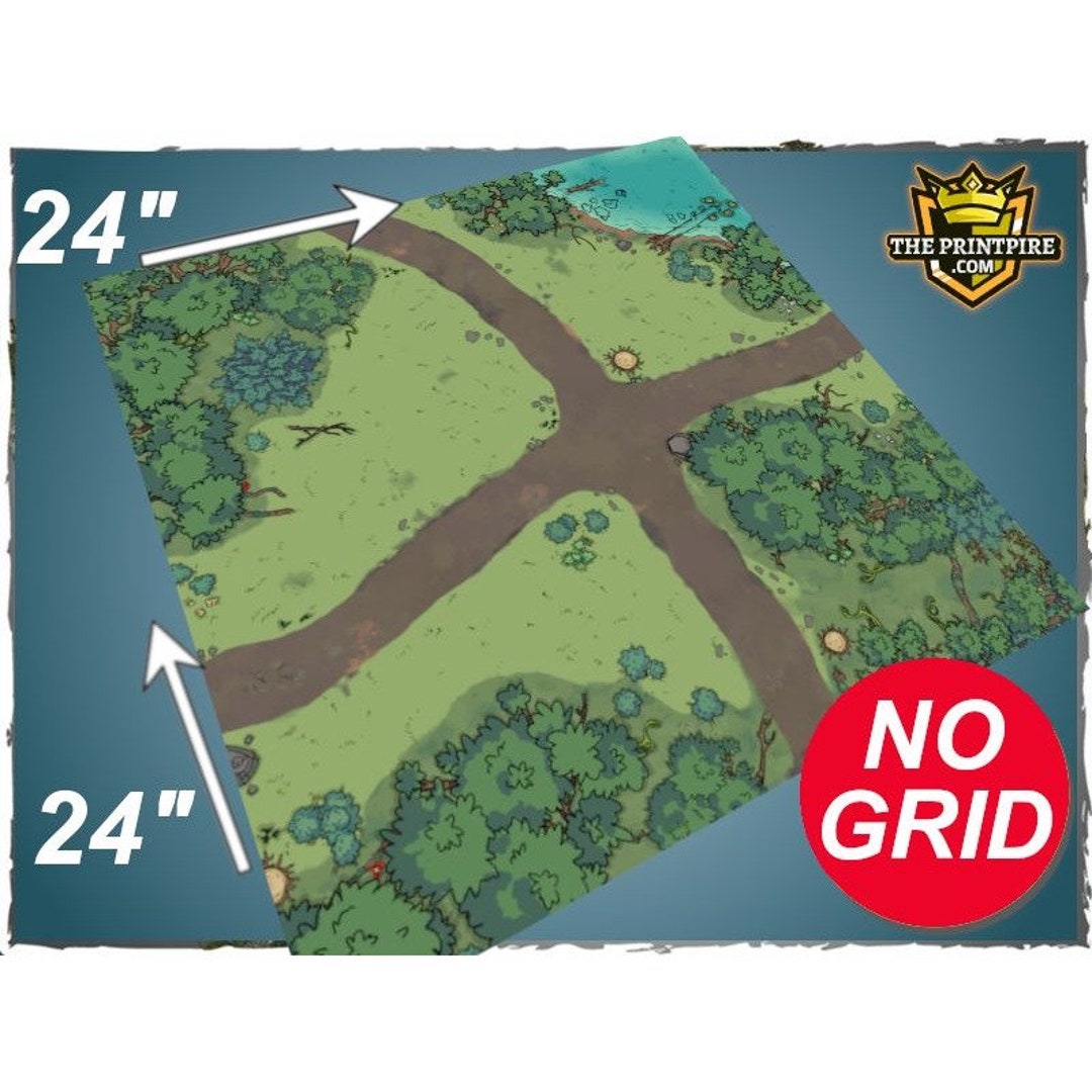 Woodland Crossroads No Grid 24 X 24 Grid Paper Battlemat Battlegrid Map ...