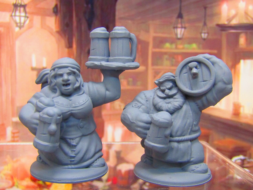 Dwarven Bartender and Waitress Mini Miniature Dwarf 3D Printed Model 28 ...