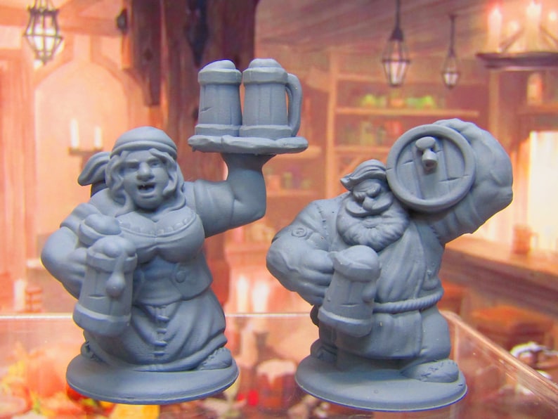 Dwarven Bartender and Waitress Mini Miniature Dwarf 3D Printed | Etsy