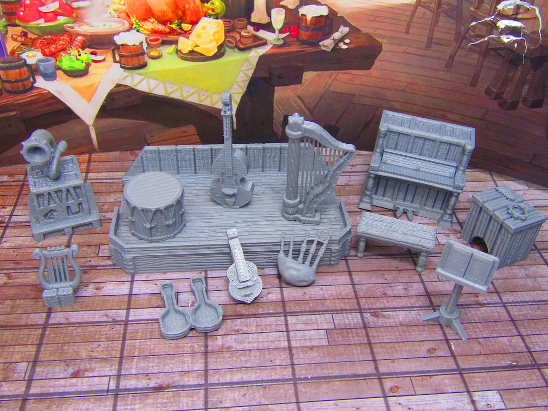 Musician Bard Instruments & Stage for Bar Tavern Scenery Scatter ...