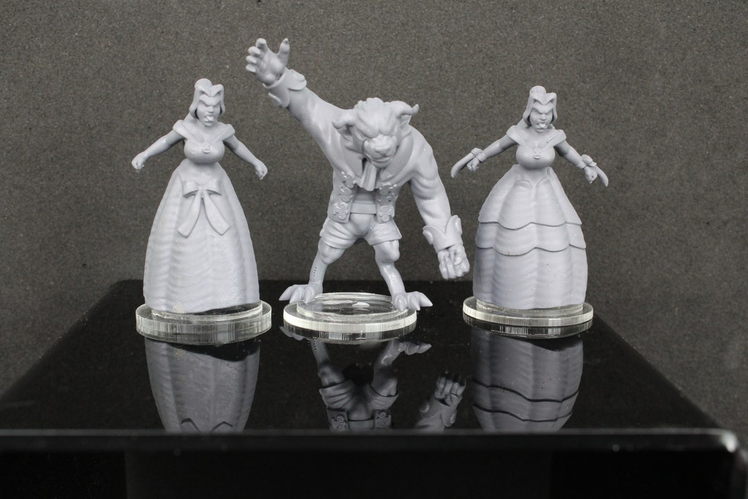 2pc Beauty + the Beast Mini Miniature Model Character Figure 28mm/32mm ...
