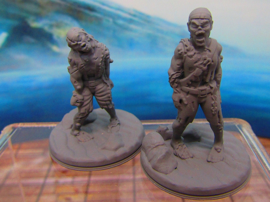 Undead Pirate Zombie Sailors Ghost Ship Pair Mini Miniature 3D Printed ...