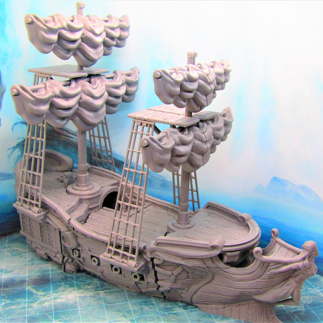 12" Tall Modular Pirate Ship Boat Scatter Terrain Scenery Sea Ocean War ...