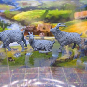 4pc Goats Set Farm Animals Livestock Mini Miniature 3D Printed Figure ...