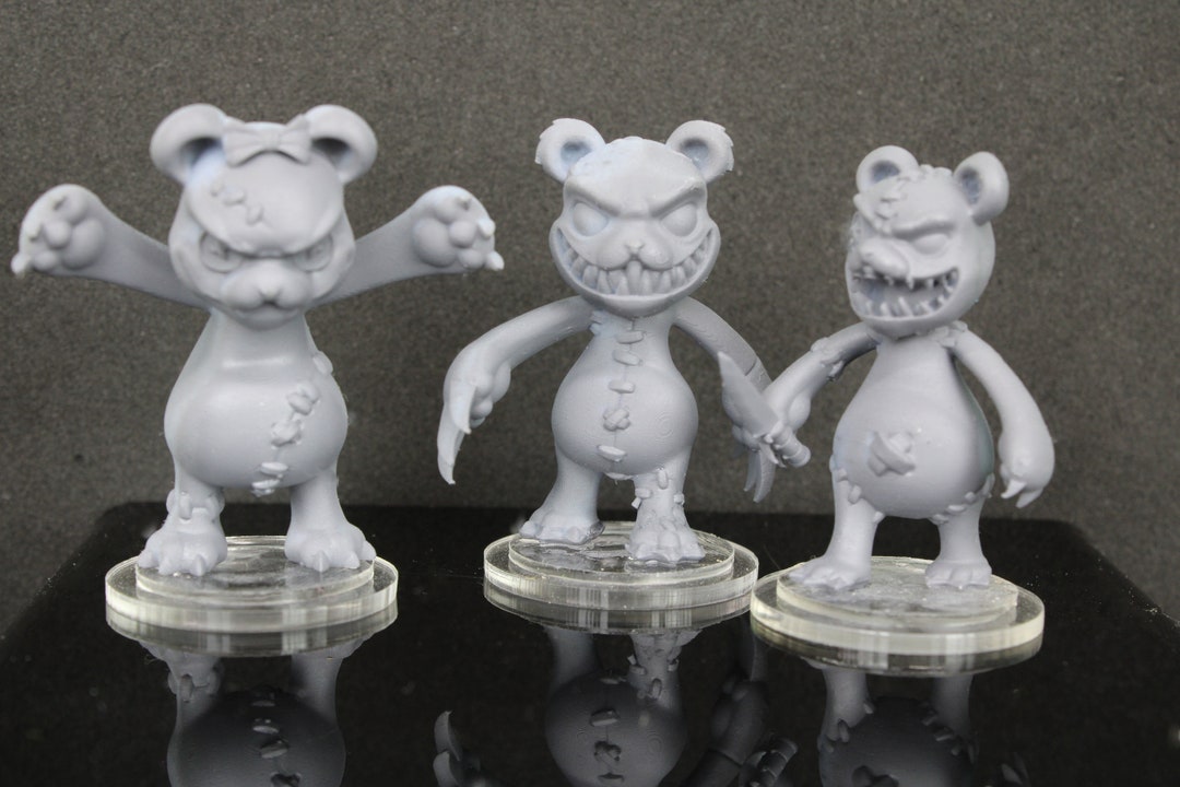 3pc Bears Mini Miniature Model Character Figure 28mm/32mm Scale RPG ...