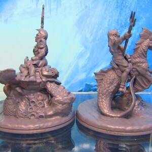 Sea Elf Rider Pair Mini Miniature Figure 3D Printed Model 28/32mm Scale ...