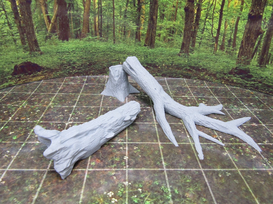 Fallen Tree and Mossy Log Pair Mini Scenery Terrain 3D Printed Model 28 ...