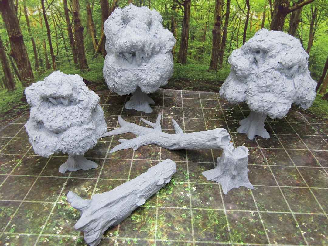 Forest Lot 3 Trees Downed Tree and Log Scenery Terrain 3D Printed Model ...