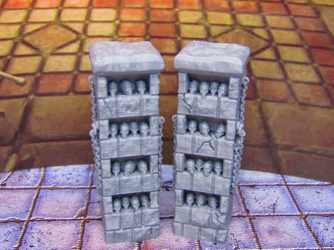 Pair of Skull Pillar Columns Shelves Scenery Scatter Terrain Props 3D ...