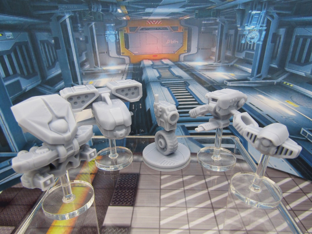 5 Piece Drone Bot Droid Robot Lot Mini Miniature 3D Printed Figure ...