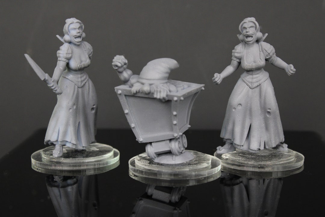 3pc Snow White Star Player + Minecart Dwarf Mini Miniature Model ...
