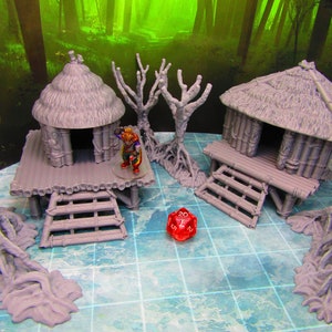 11pc Swamp / Marsh Huts and Trees Set Scatter Terrain Scenery 3D ...