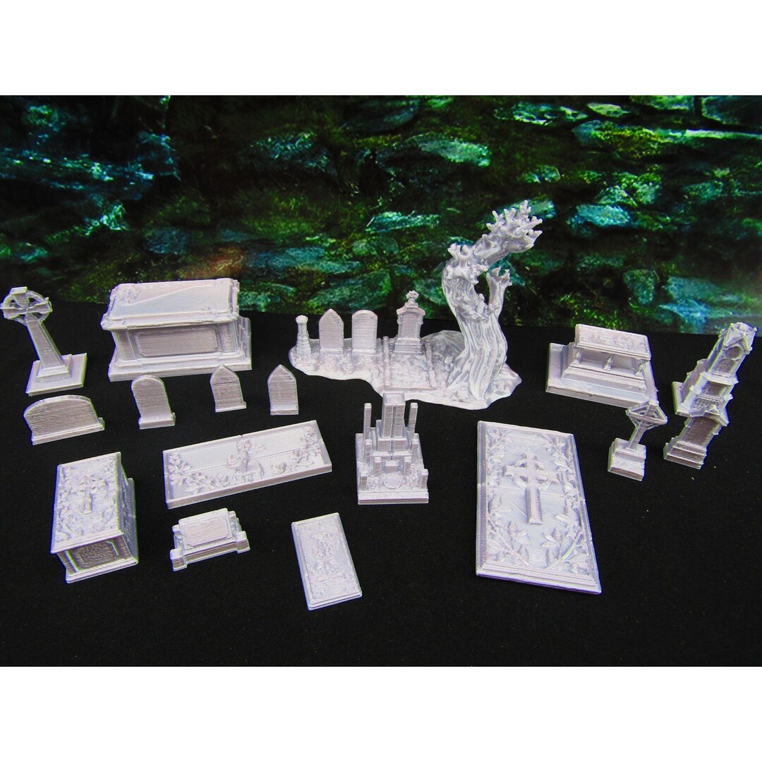17pc Gravestone Tombstone Set Graveyard / Cemetery Scatter Terrain ...