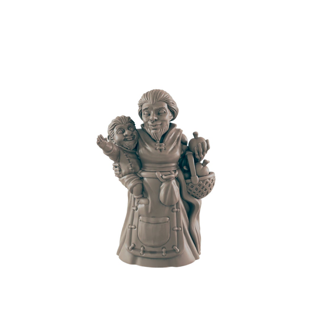 Dwarf Mini | BEARDED Mother and Child | Female Townsfolk NPC Figure ...