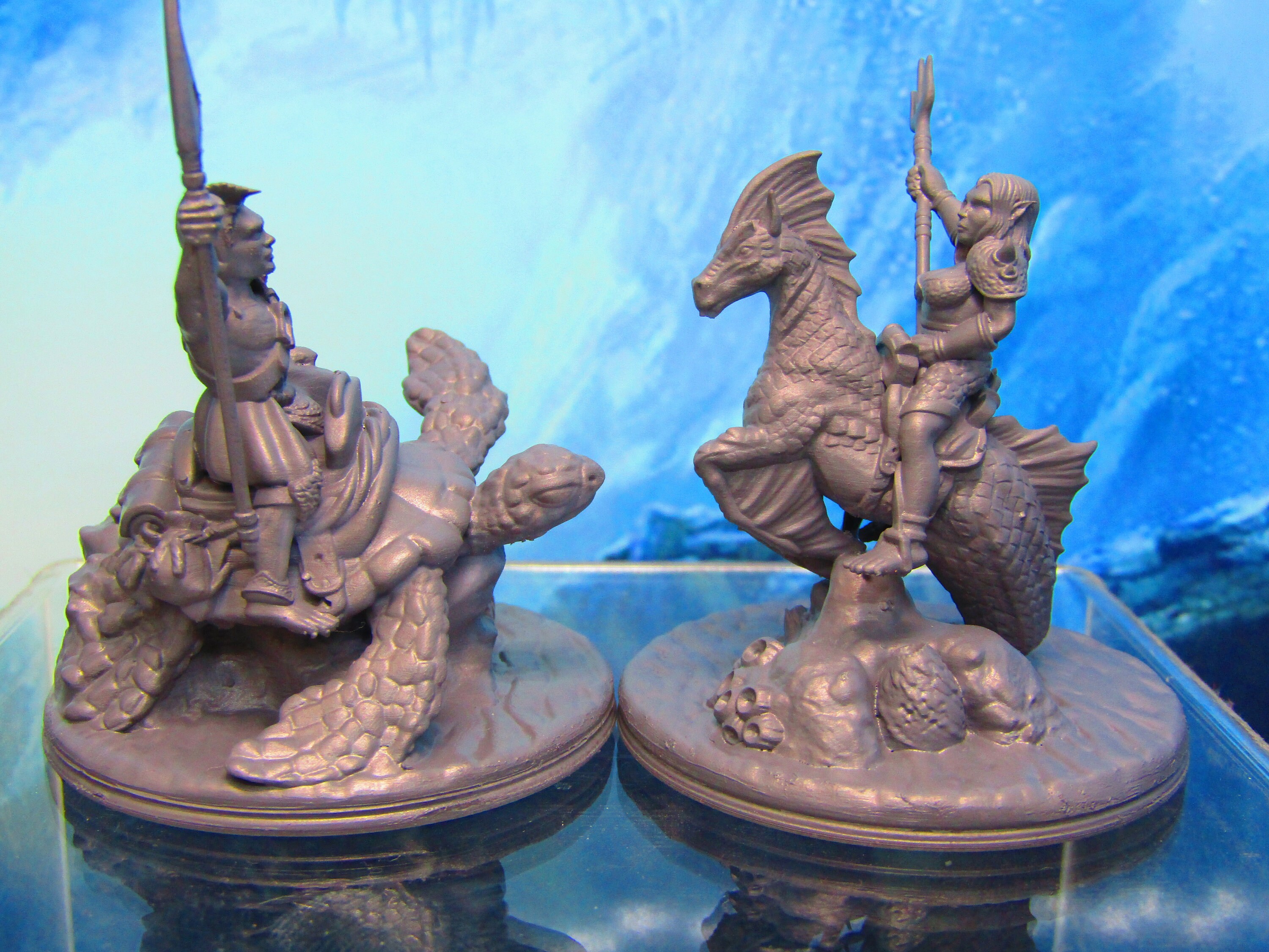 Sea Elf Rider Pair Mini Miniature Figure 3D Printed Model 28/32mm Scale ...