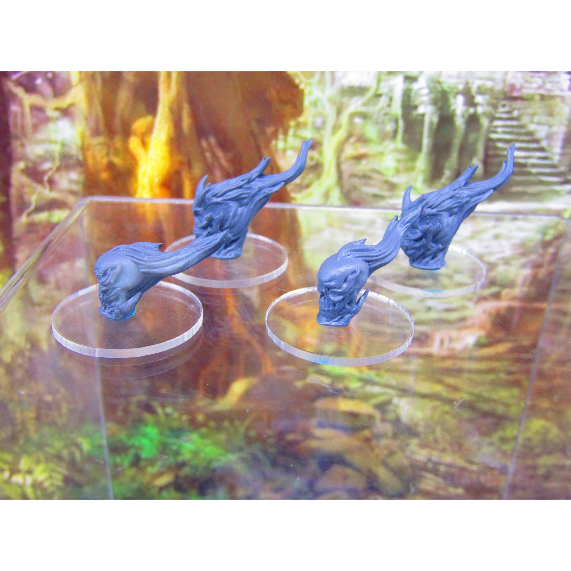 4pc Flaming Skulls Set Mini Miniatures 3D Printed Resin Model Figure 28 ...