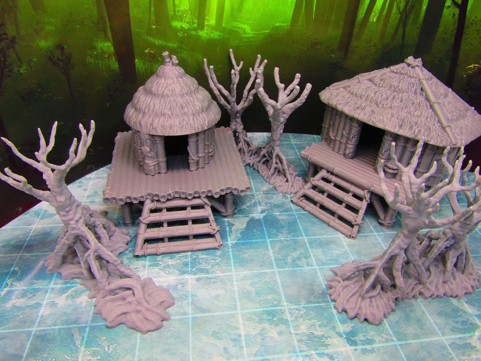 11pc Swamp / Marsh Huts and Trees Set Scatter Terrain Scenery 3D ...
