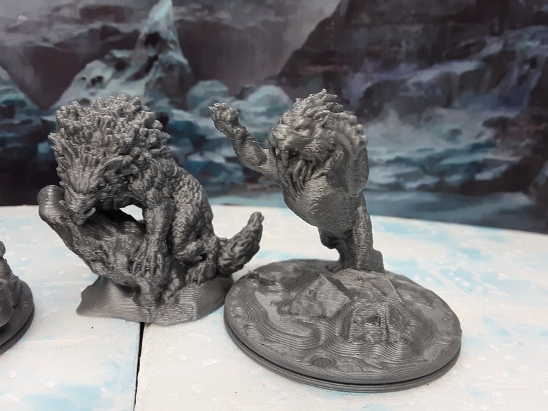 3 Piece Dire Wolf and Saber Tooth Tigers Lot 28mm Scale Figure RPG ...