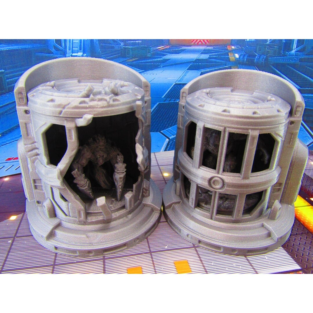 Containment Holding Chambers Cell Damaged Pair W/ Space Monsters Aliens ...