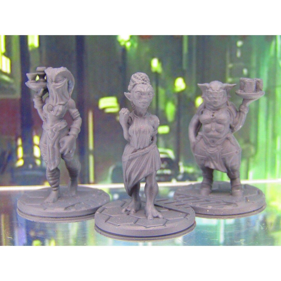 Alien Nightclub Waitress Server Pair & Courtesan Mini Miniature Figure ...