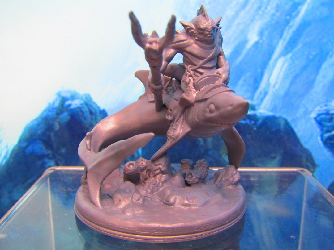 Sea Devil Rider on Shark Mount Mini Miniature Figure 3D Printed Model ...